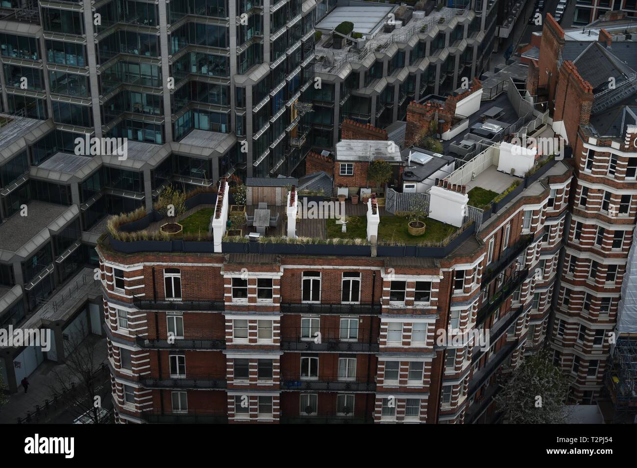 Aerial photos of Roof Gardens in Victoria London Stock Photo - Alamy