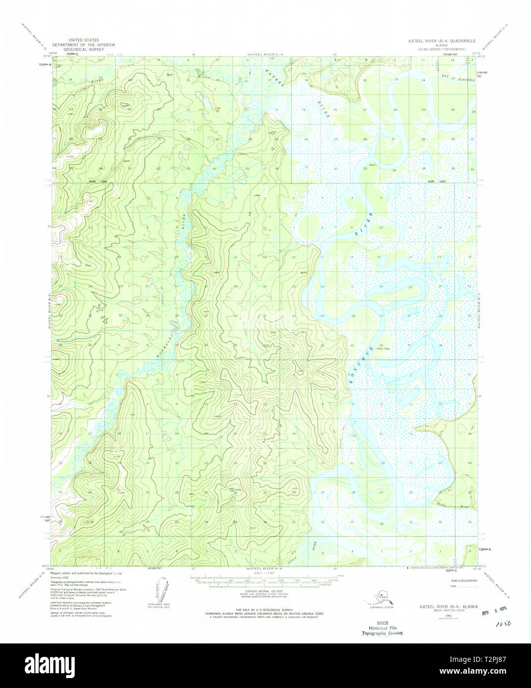USGS TOPO Map Alaska AK Kateel River B-4 356527 1952 63360 Restoration ...