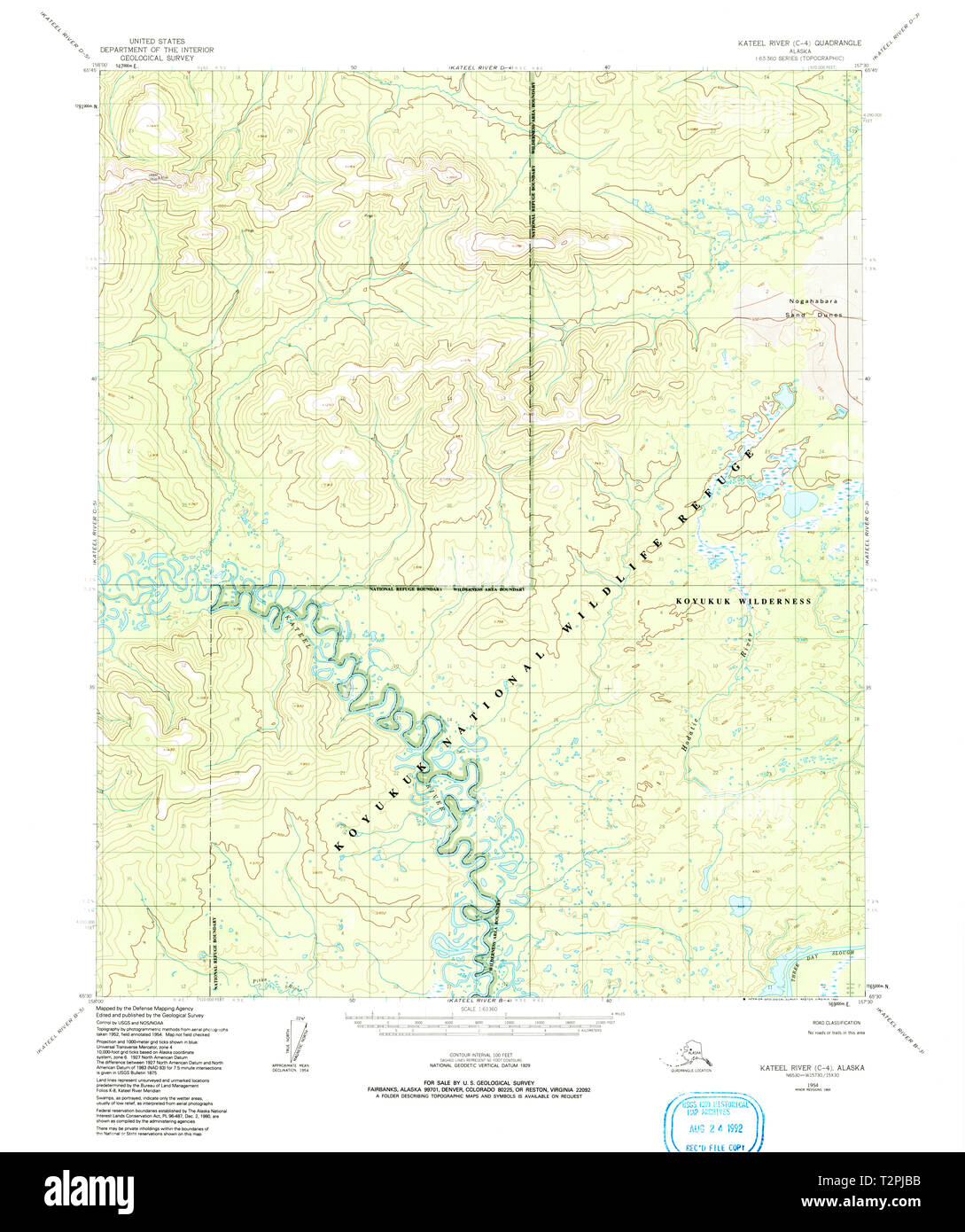 USGS TOPO Map Alaska AK Kateel River C-4 356542 1954 63360 Restoration ...