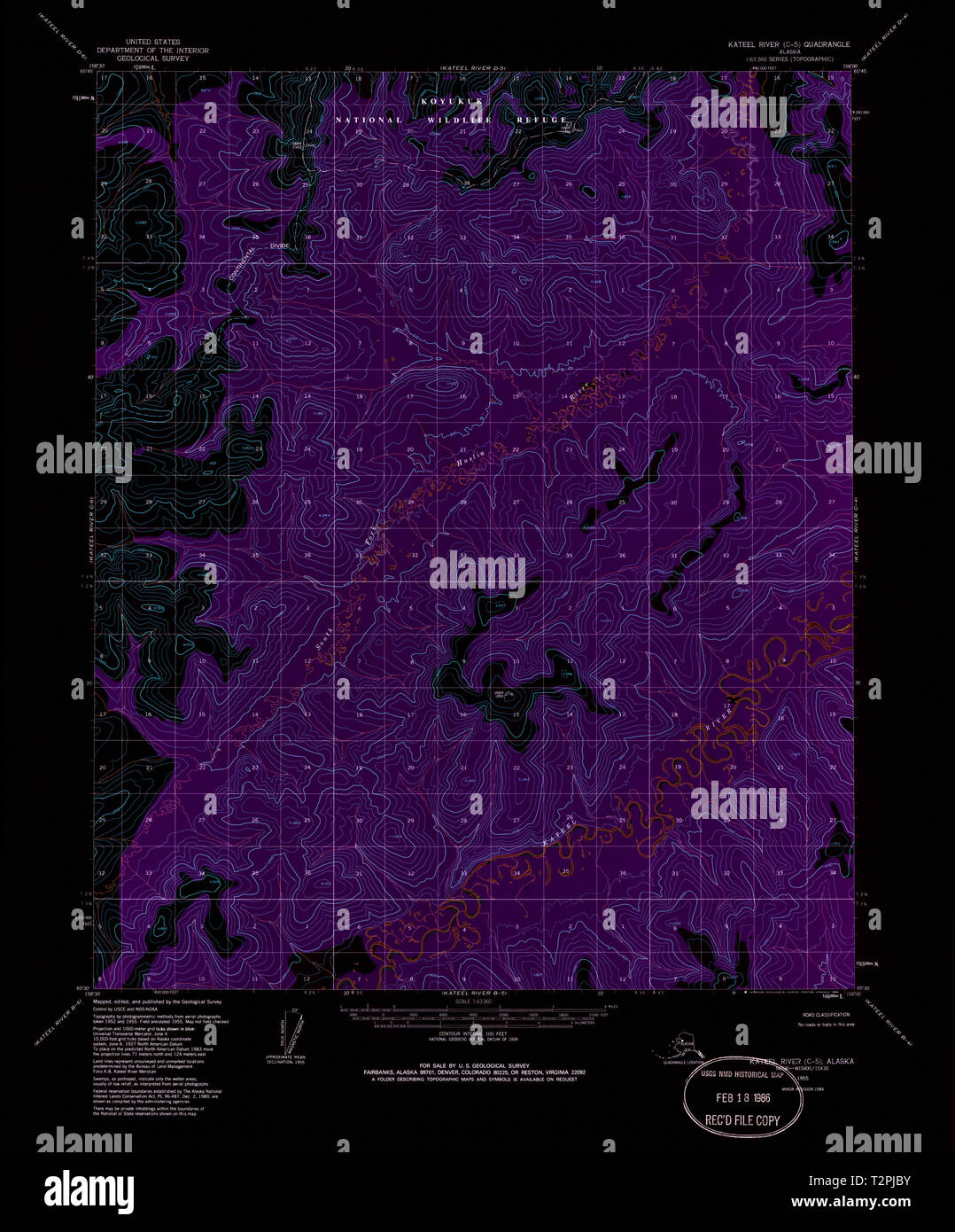 USGS TOPO Map Alaska AK Kateel River C-5 356545 1955 63360 Inverted ...