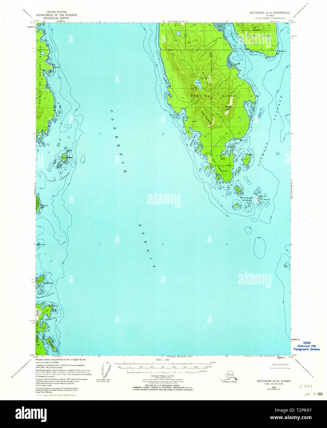 USGS TOPO Map Alaska AK Ketchikan A-6 356677 1948 63360 Restoration ...