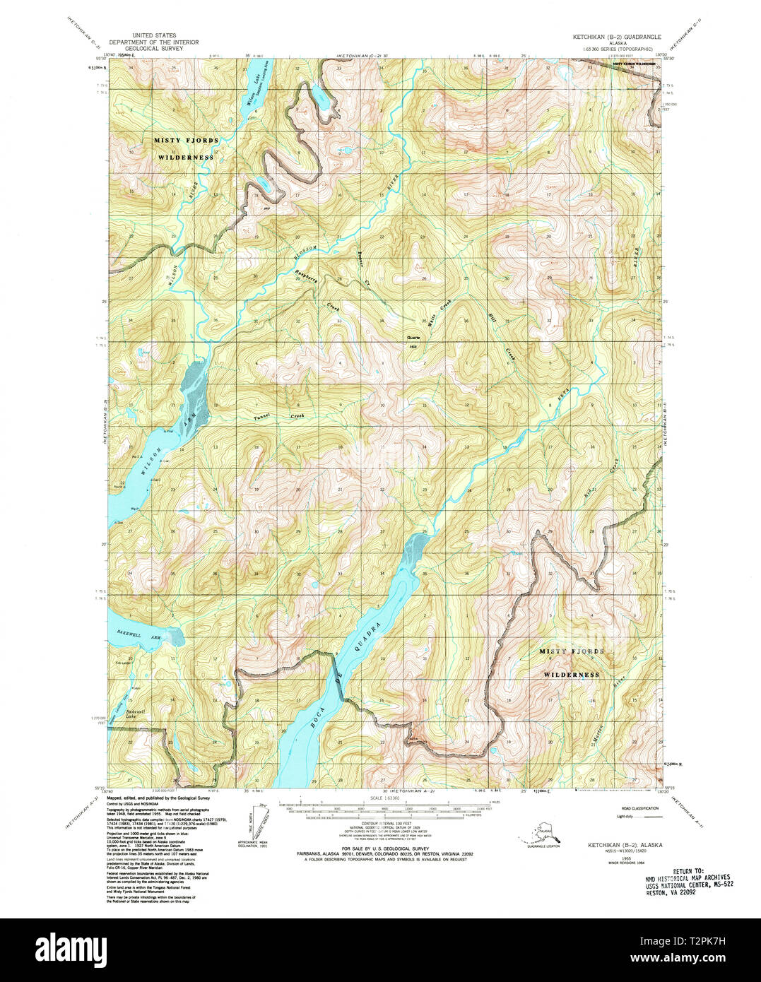 USGS TOPO Map Alaska AK Ketchikan B-2 356684 1955 63360 Restoration ...