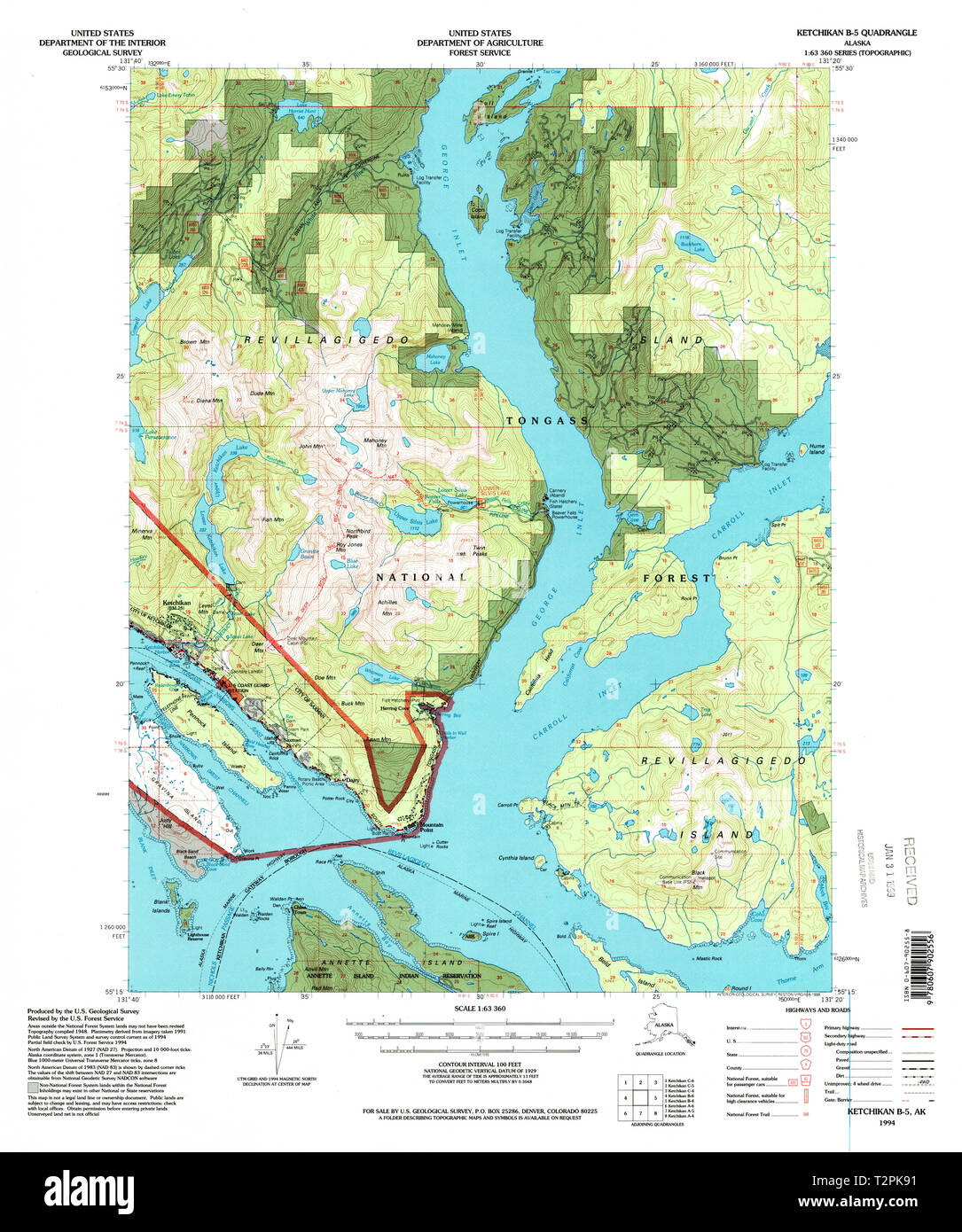 USGS TOPO Map Alaska AK Ketchikan B-5 356699 1994 63360 Restoration ...