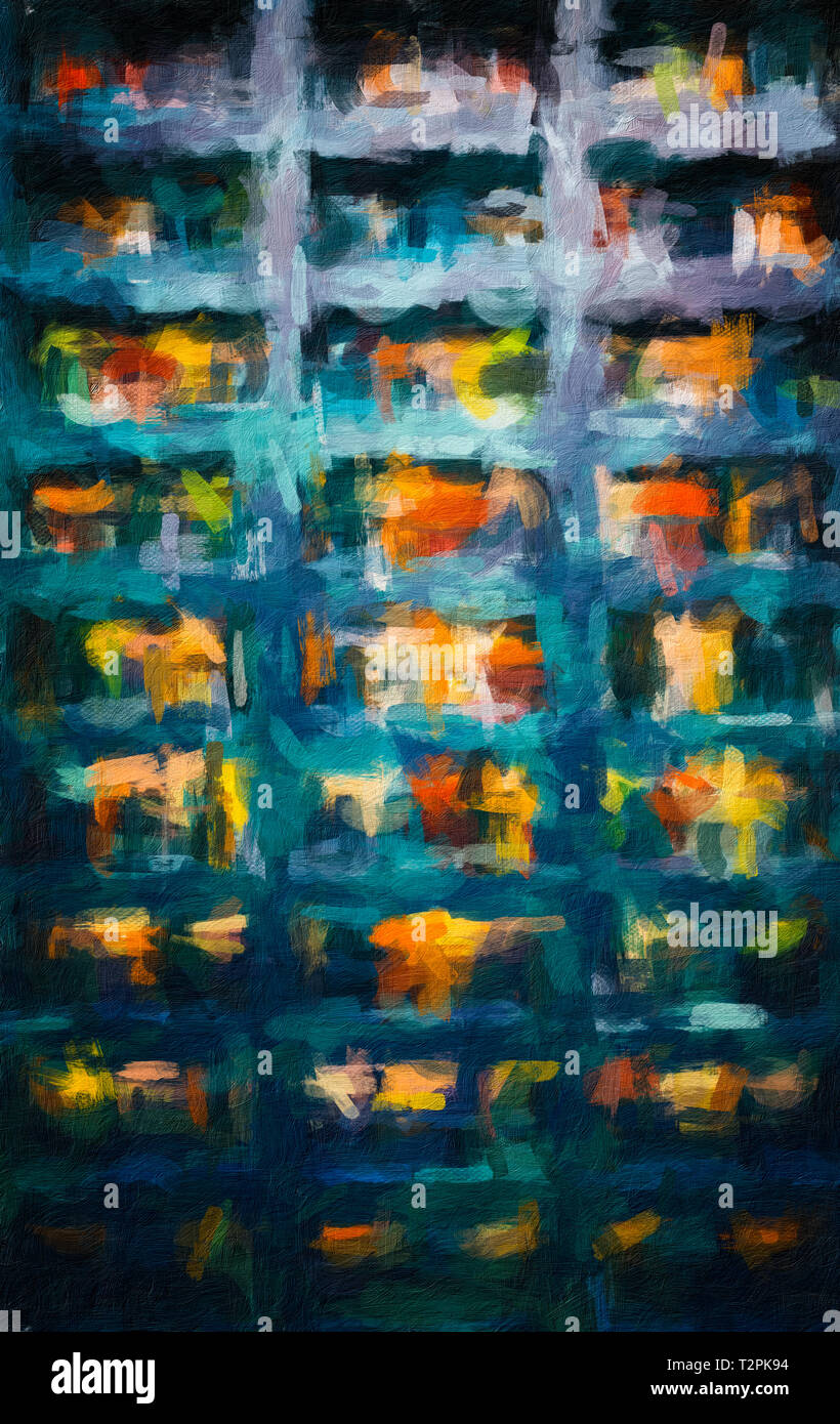 Abstract digital oil painting on canvas full of texture and bright ...