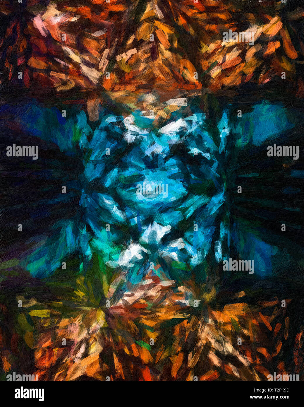 Abstract digital oil painting on canvas full of texture and bright ...
