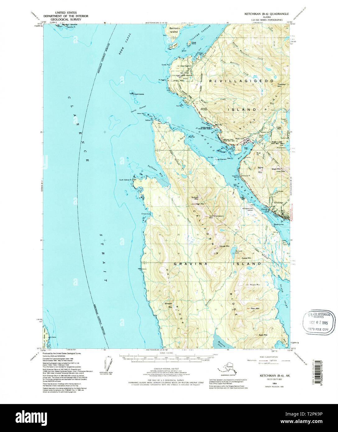 USGS TOPO Map Alaska AK Ketchikan B-6 356704 1954 63360 Restoration ...