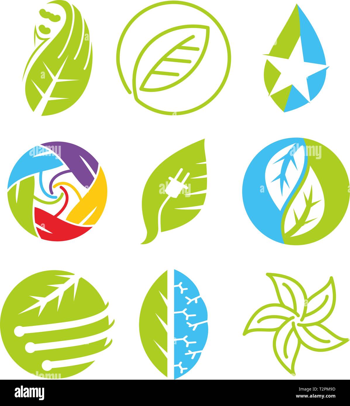 Leaf Logo Design Vector Template Set Stock Vector Image & Art - Alamy