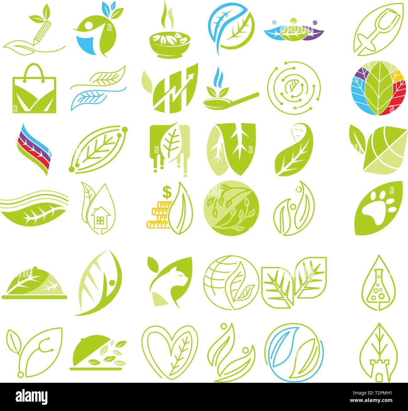 Leaf Logo Design Vector Template Set Stock Vector Image & Art - Alamy