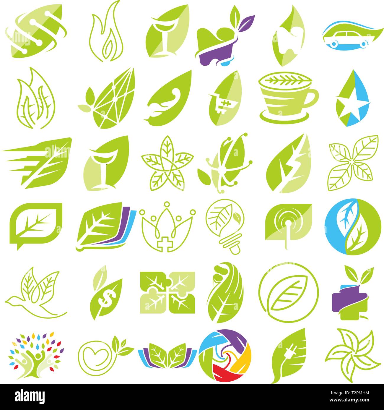 Leaf Logo Design Vector Template Set Stock Vector Image & Art - Alamy