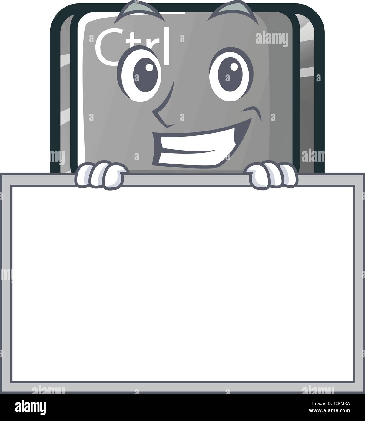 Grinning with board ctrl button in the cartoon shape vector ...
