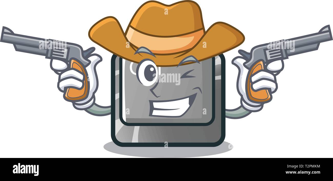 Cowboy ctrl button in the cartoon shape vector illustration Stock ...