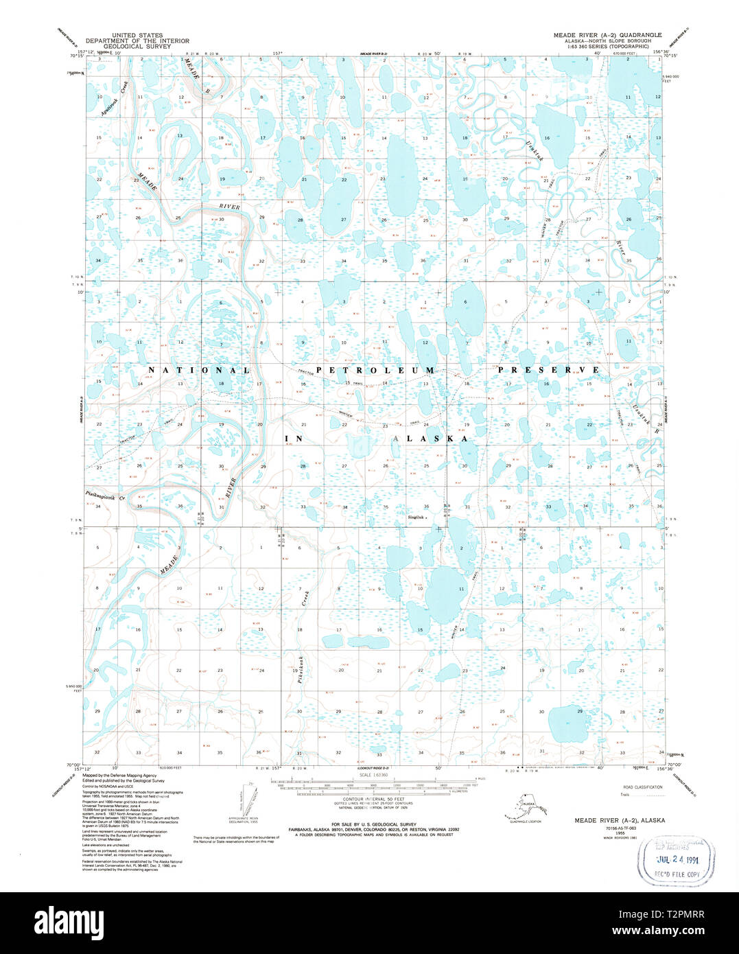 USGS TOPO Map Alaska AK Meade River A-2 357406 1955 63360 Restoration ...