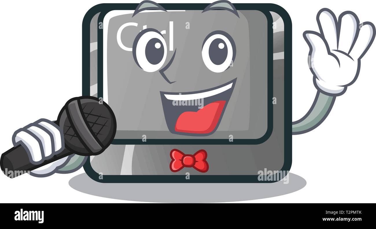 Singing Character Ctrl Button Attached On Computer Vector Illustration