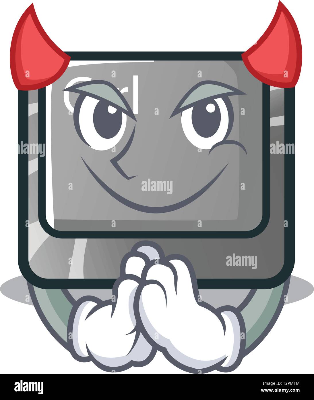 Devil character ctrl button attached on computer vector illustration ...