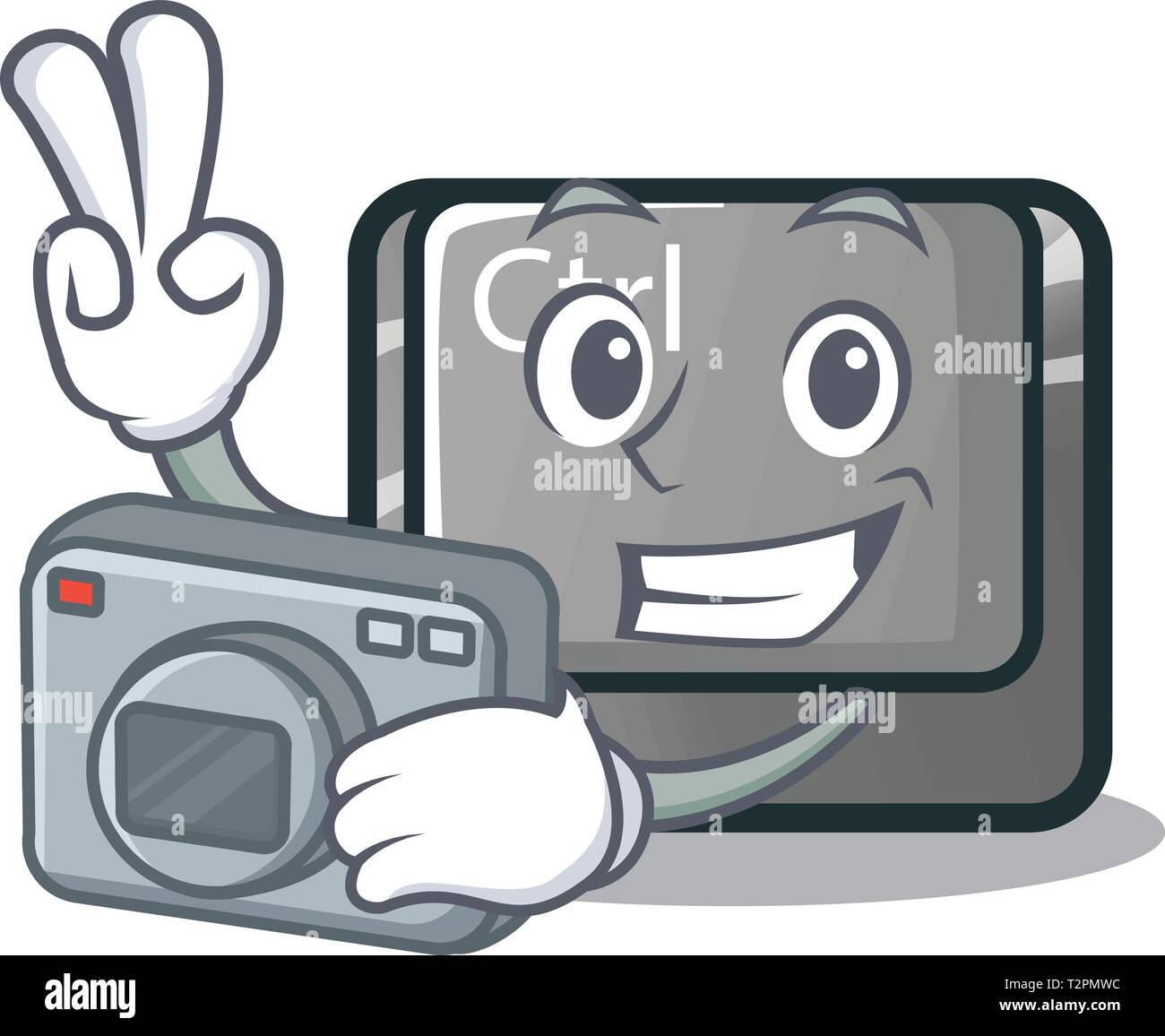 Photographer Character Ctrl Button Attached On Computer Vector