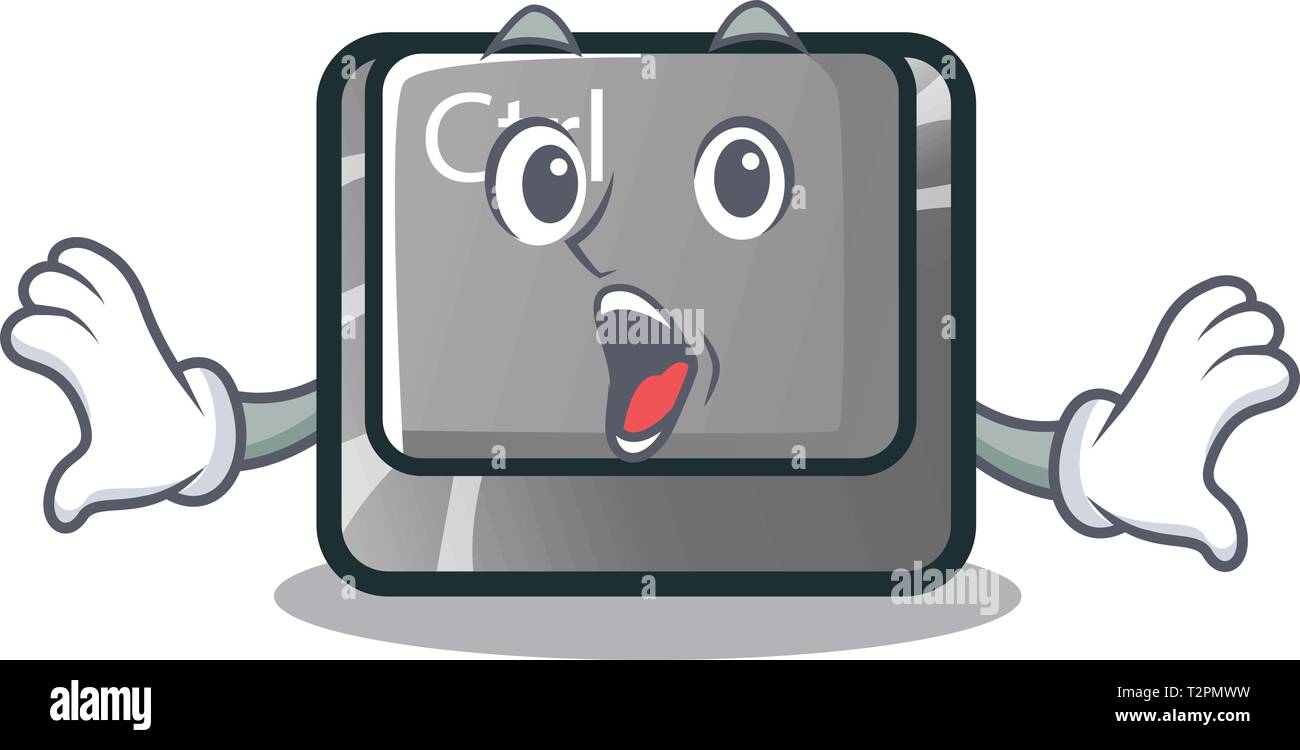 Surprised Character Ctrl Button Attached On Computer Vector