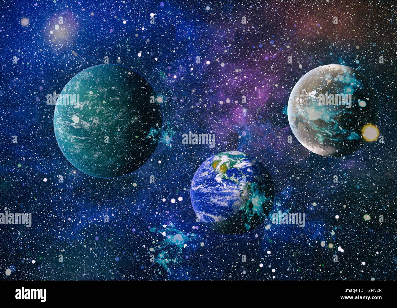 planets, stars and galaxies in outer space showing the beauty of space ...