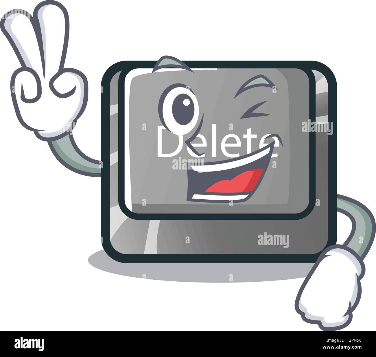 Two finger cartoon delete button located on keyboard vector ...