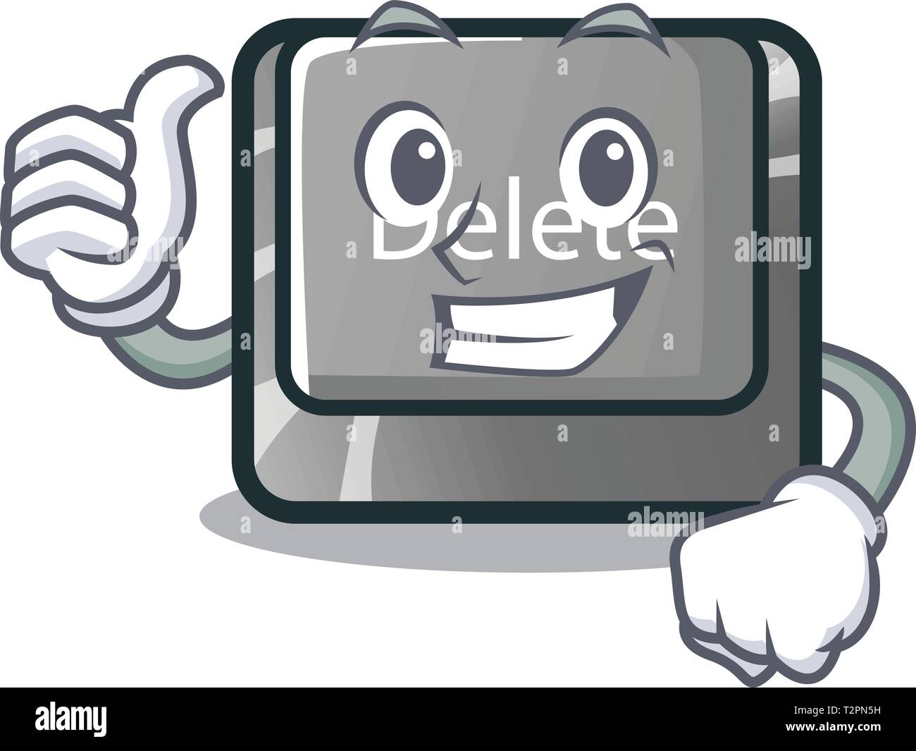 Thumbs up cartoon delete button located on keyboard vector illustration ...