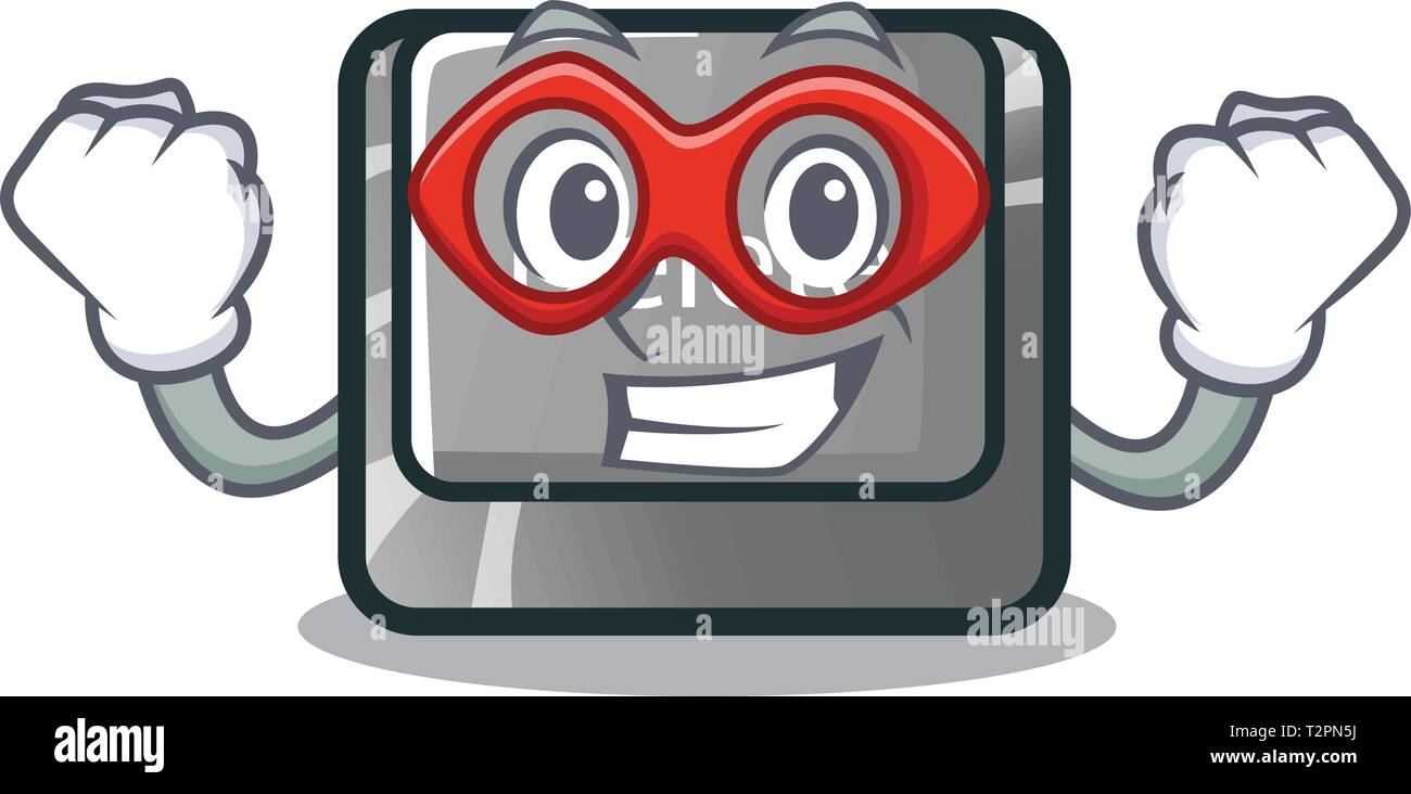 Super hero cartoon delete button located on keyboard vector ...