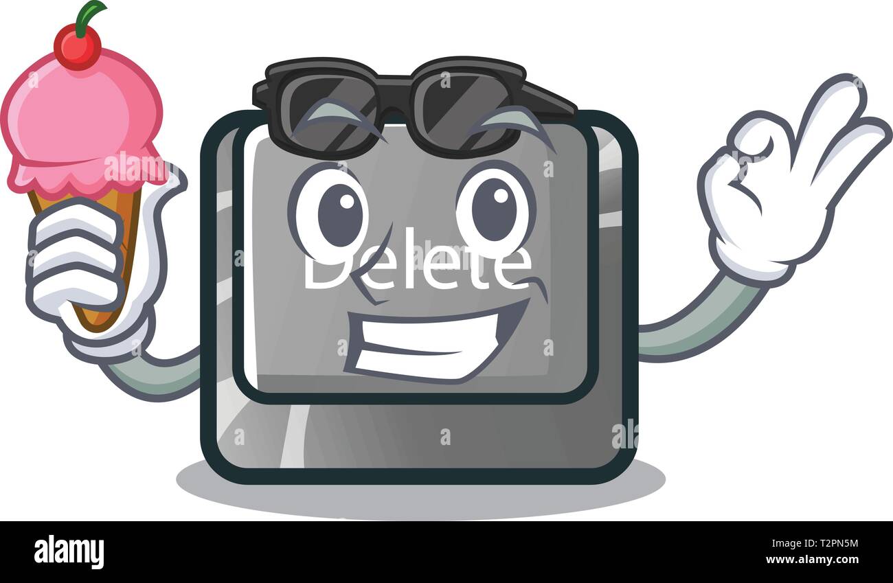With ice cream cartoon delete button located on keyboard vector ...