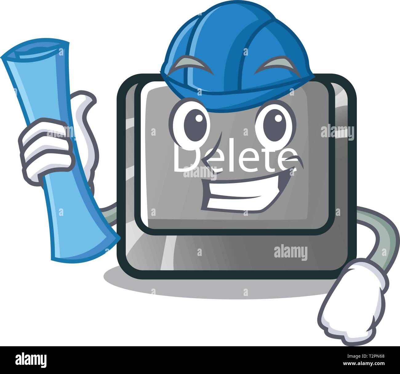 Architect cartoon delete button located on keyboard vector illustration ...