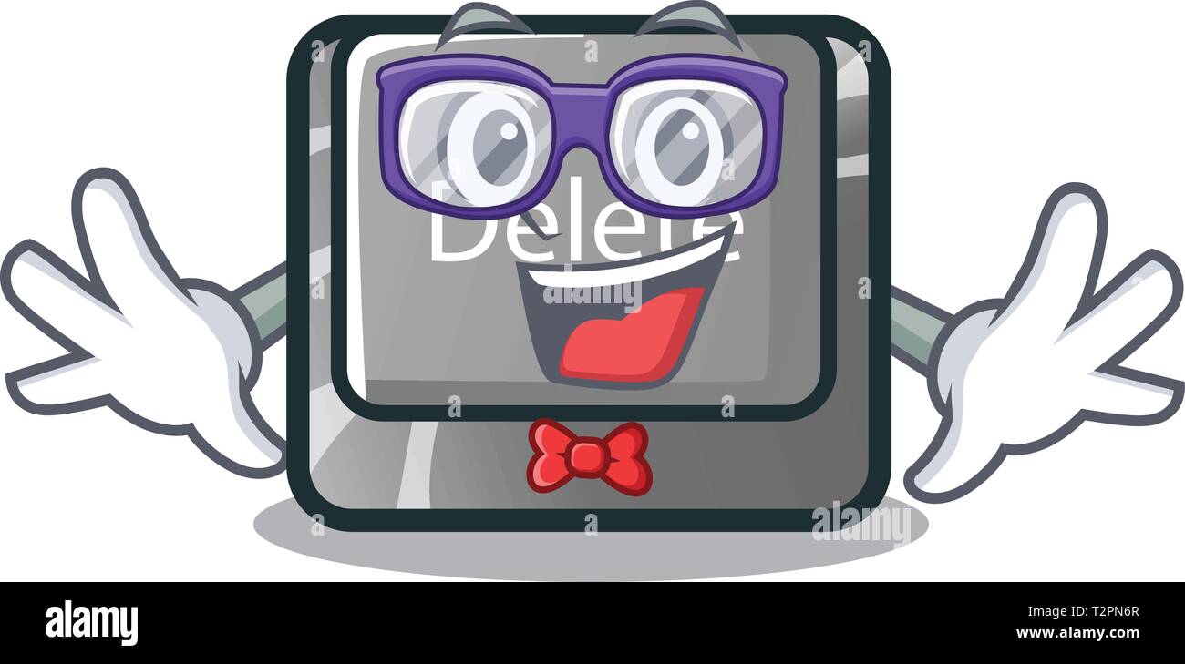 Geek cartoon delete button located on keyboard vector illustration ...
