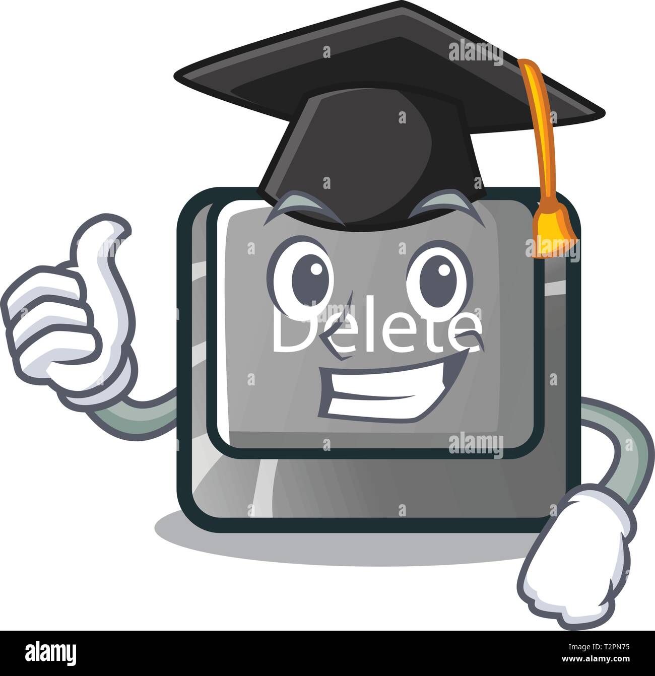 Graduation cartoon delete button located on keyboard vector ...