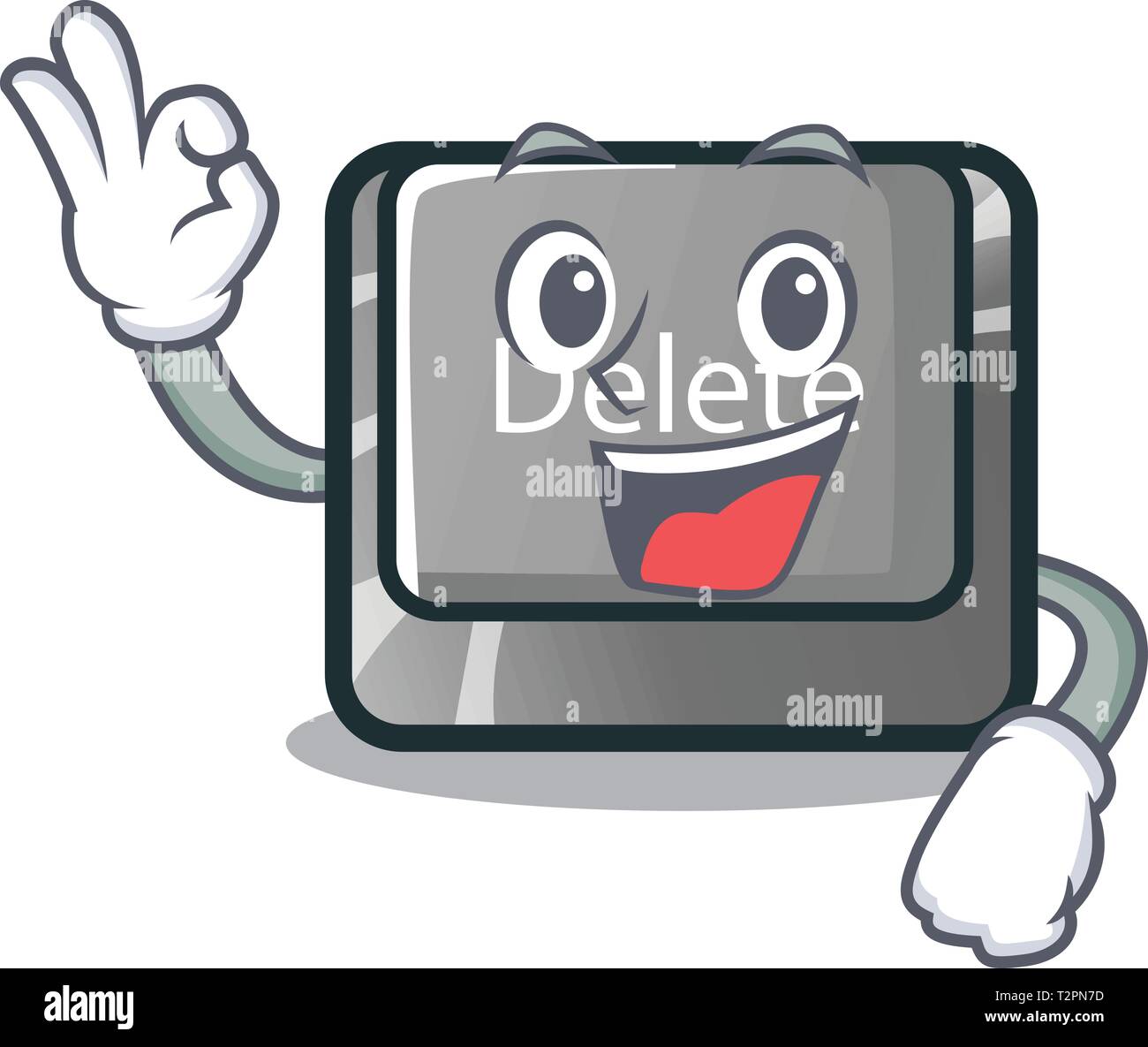 Okay cartoon delete button located on keyboard vector illustration ...