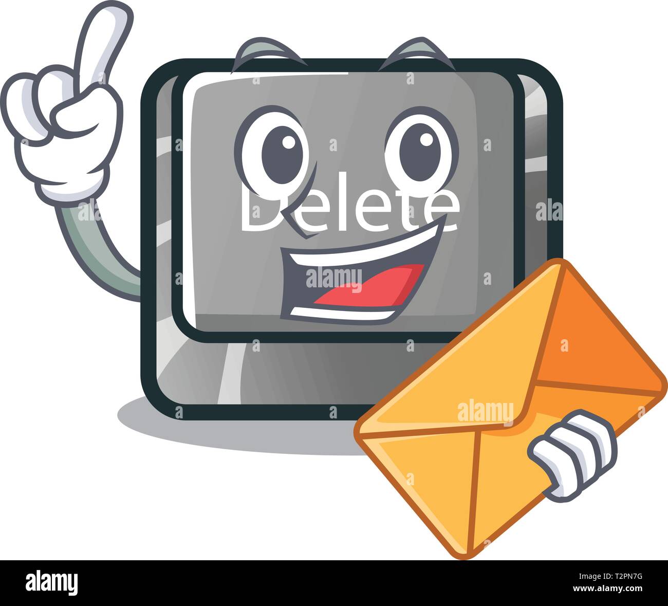 With envelope cartoon delete button located on keyboard vector ...