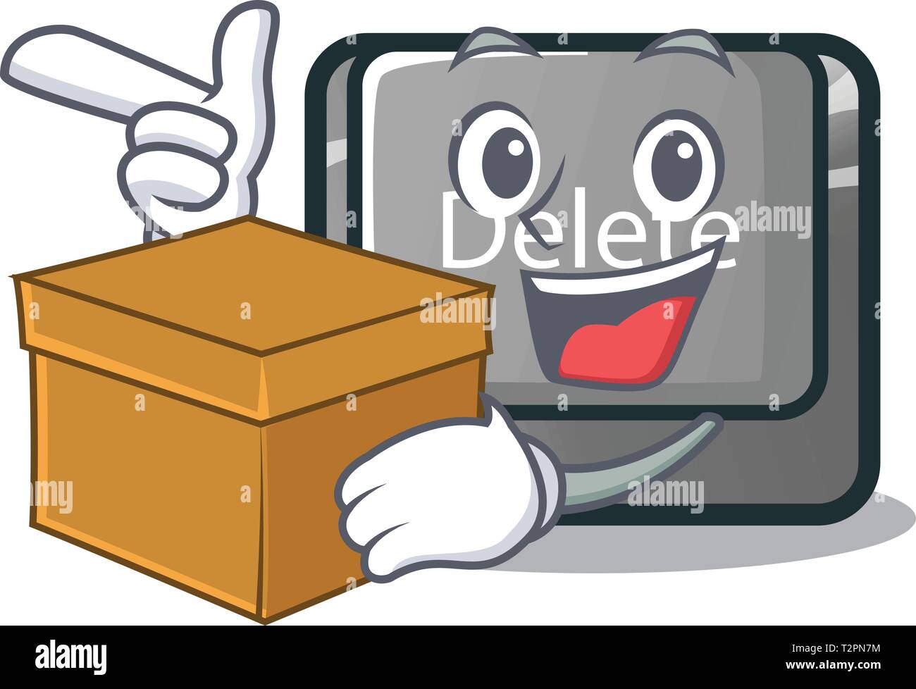 With box cartoon delete button located on keyboard vector illustration ...