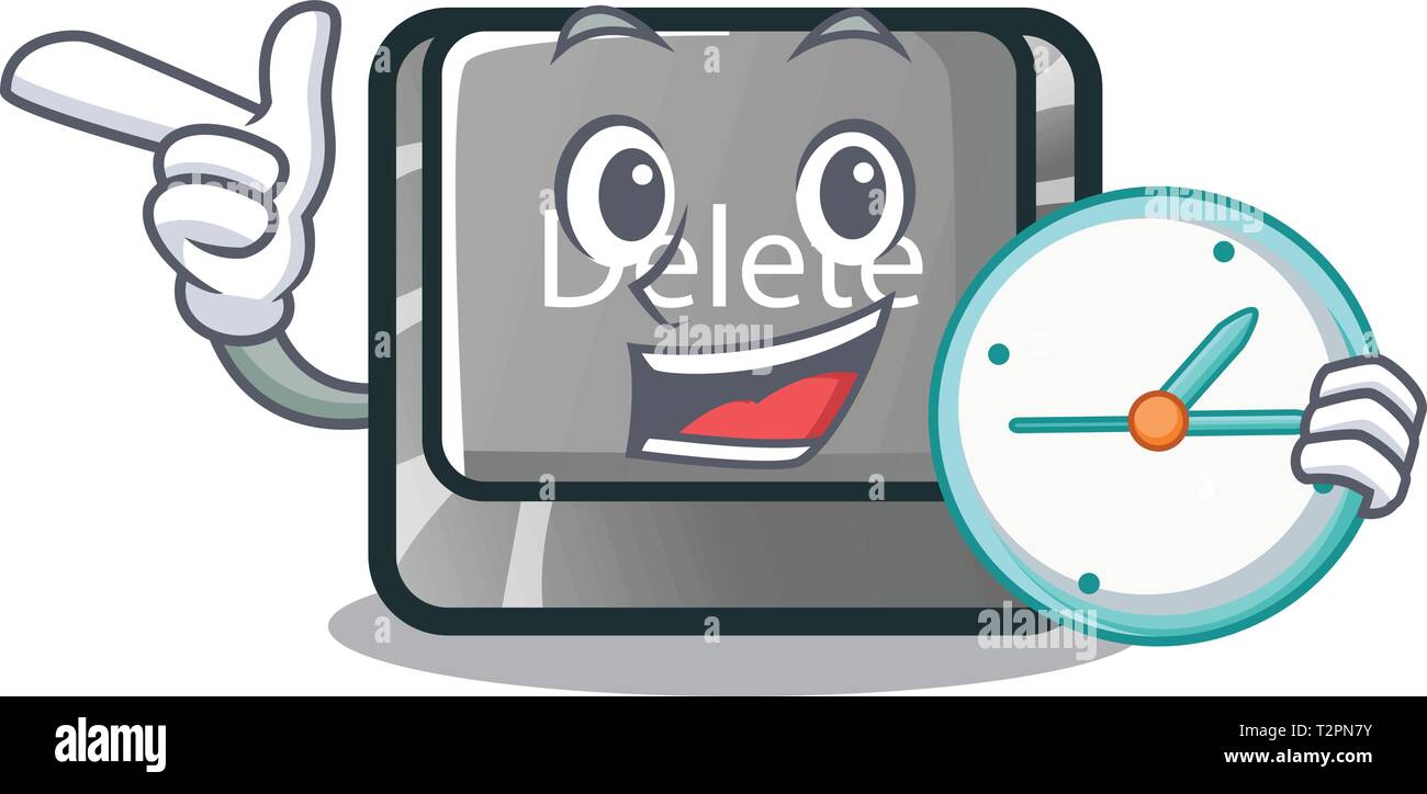 With clock cartoon delete button located on keyboard vector ...