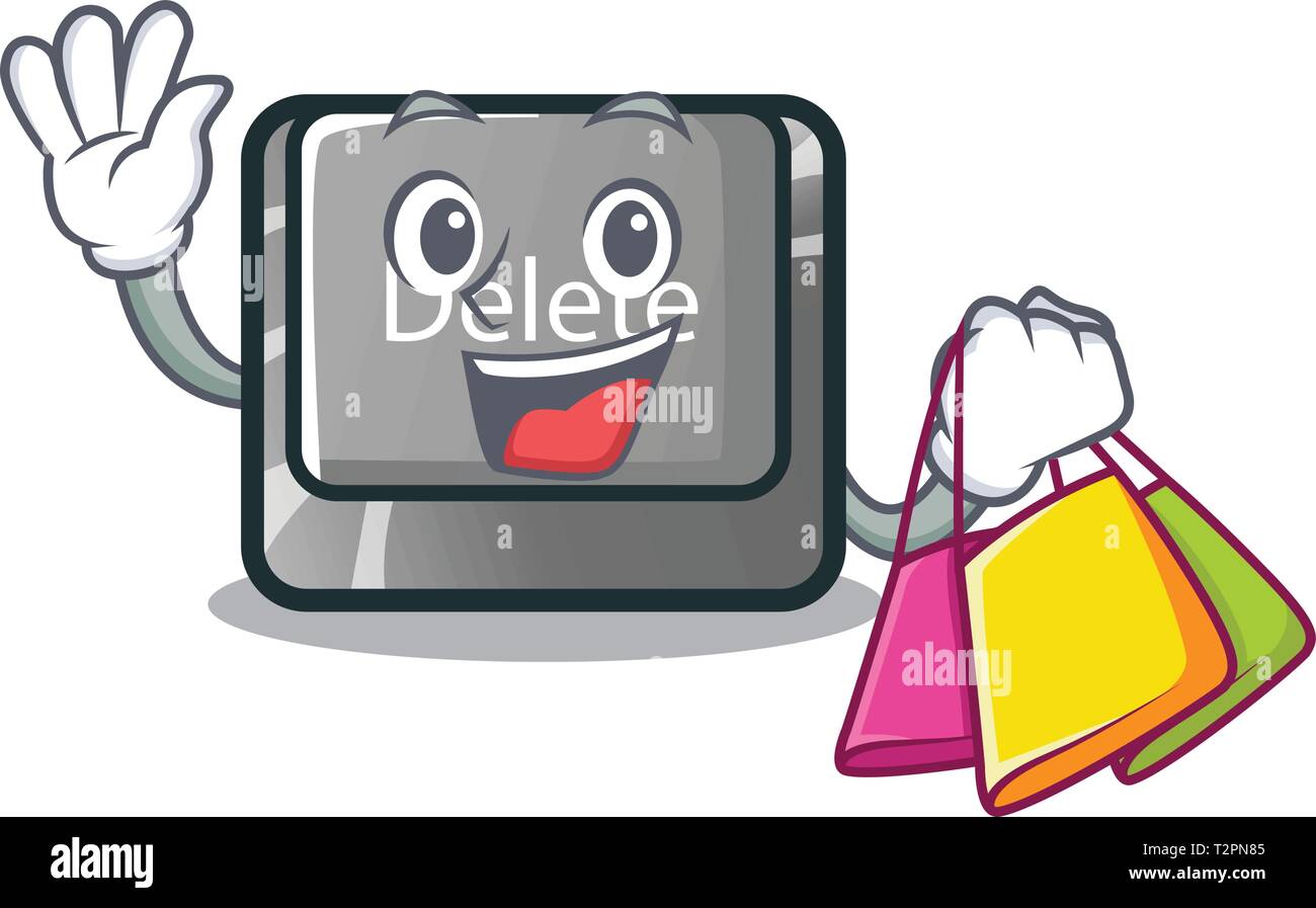 Shopping cartoon delete button located on keyboard vector illustration ...
