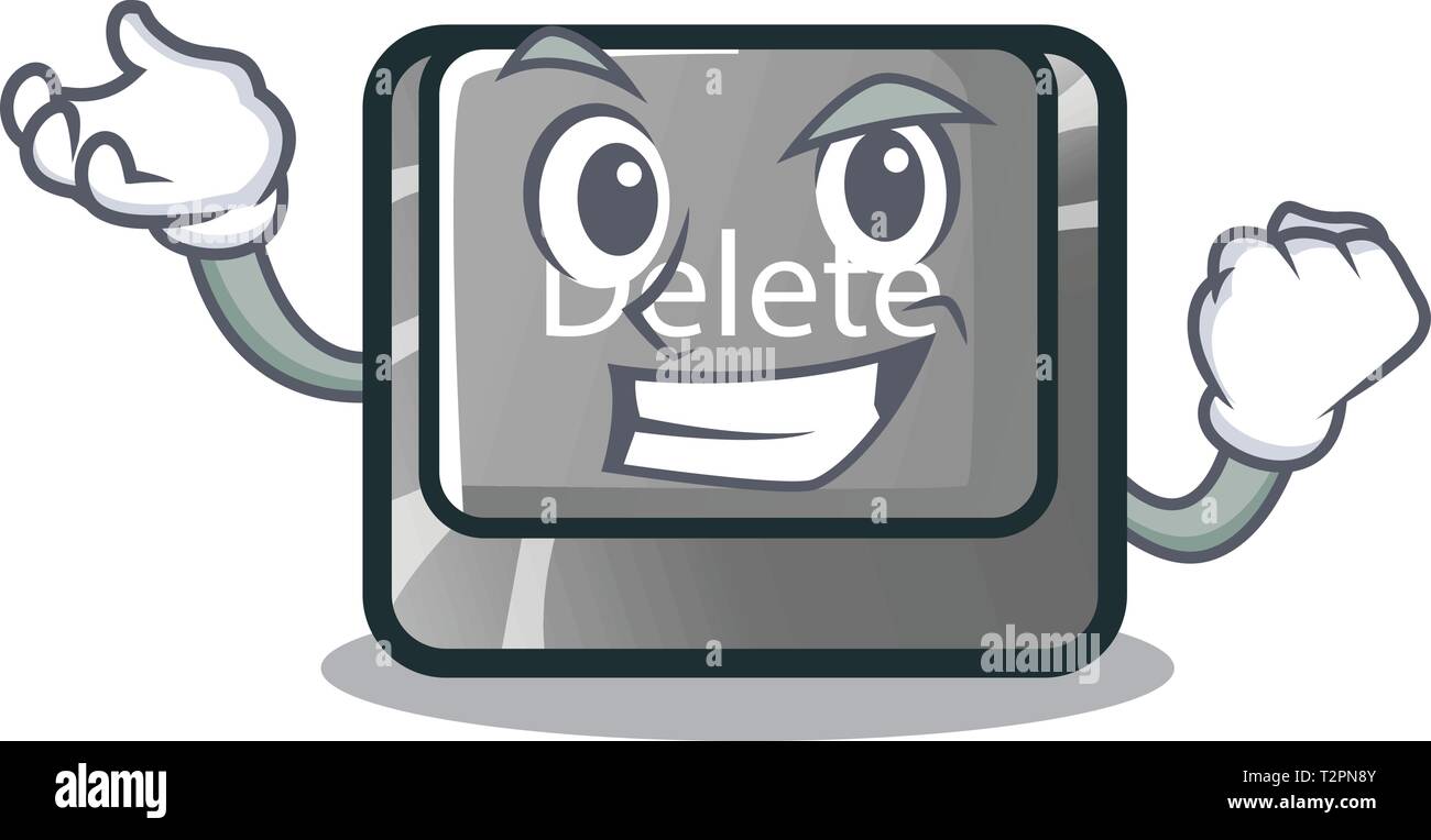 Successful cartoon delete button located on keyboard vector ...
