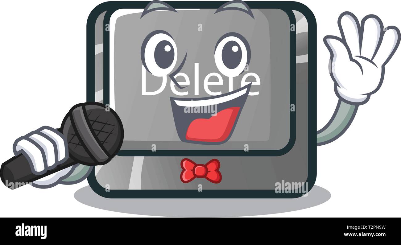 Singing delete button in the shape mascot vector illustration Stock ...