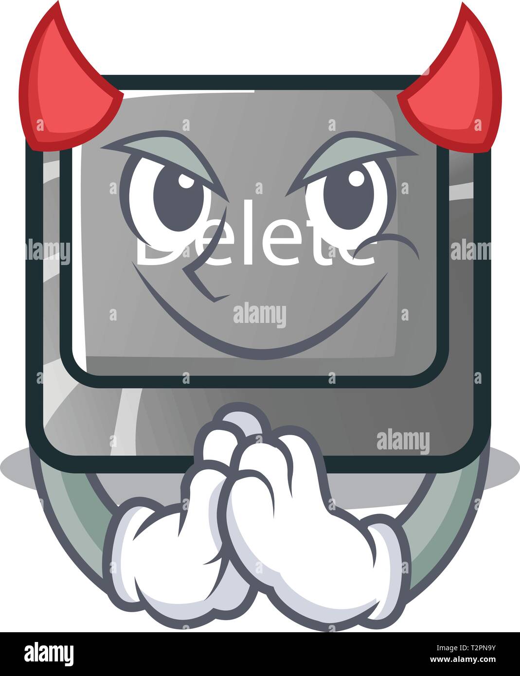 Devil delete button in the shape mascot vector illustration Stock ...