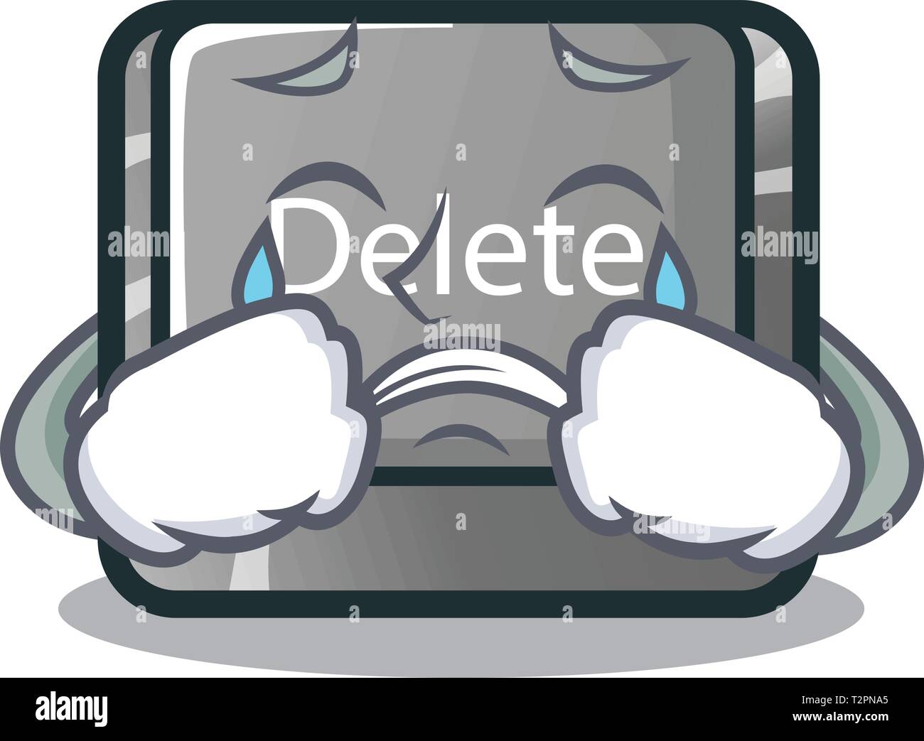Crying delete button in the shape mascot vector illustration Stock ...