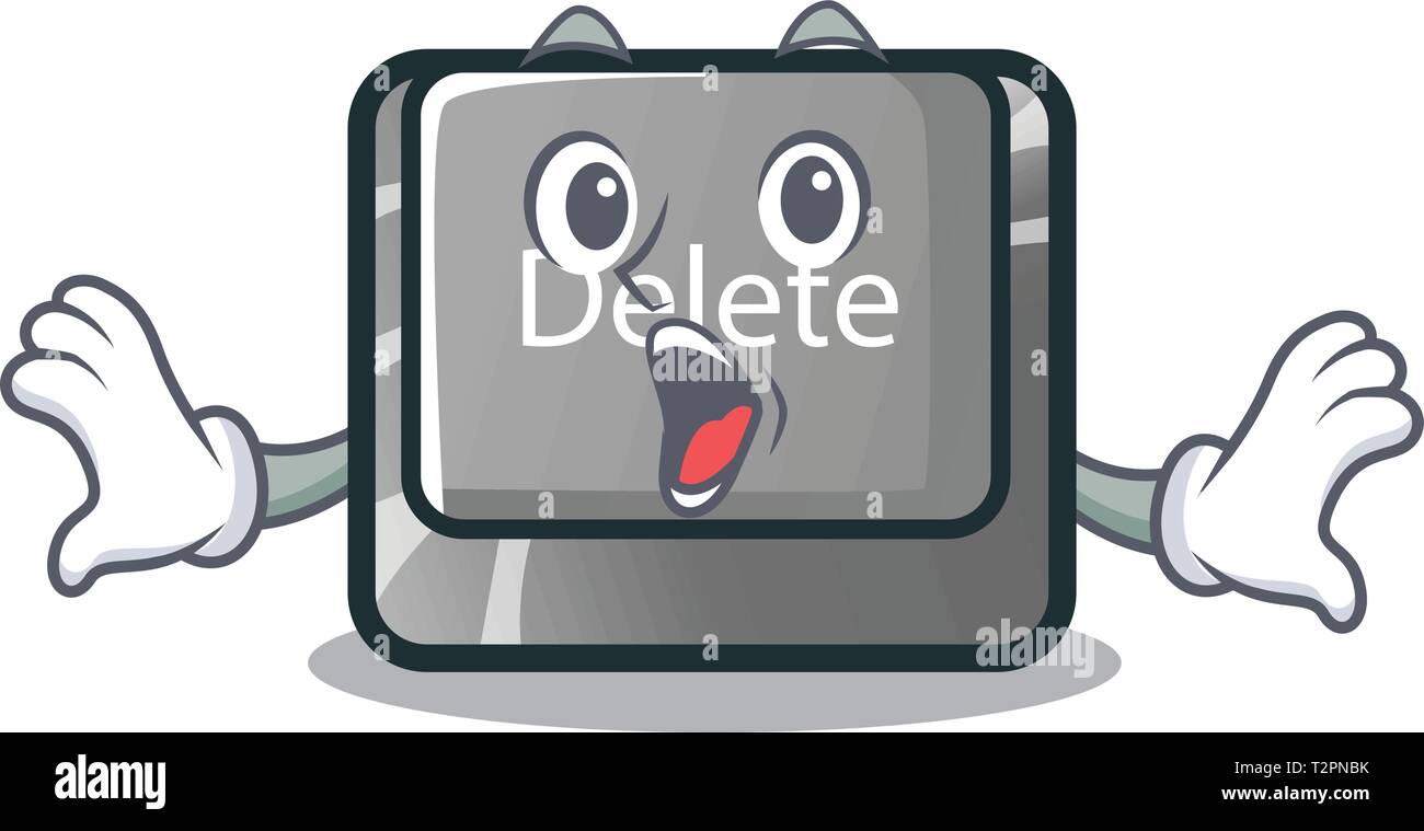 Surprised delete button in the shape mascot vector illustration Stock ...
