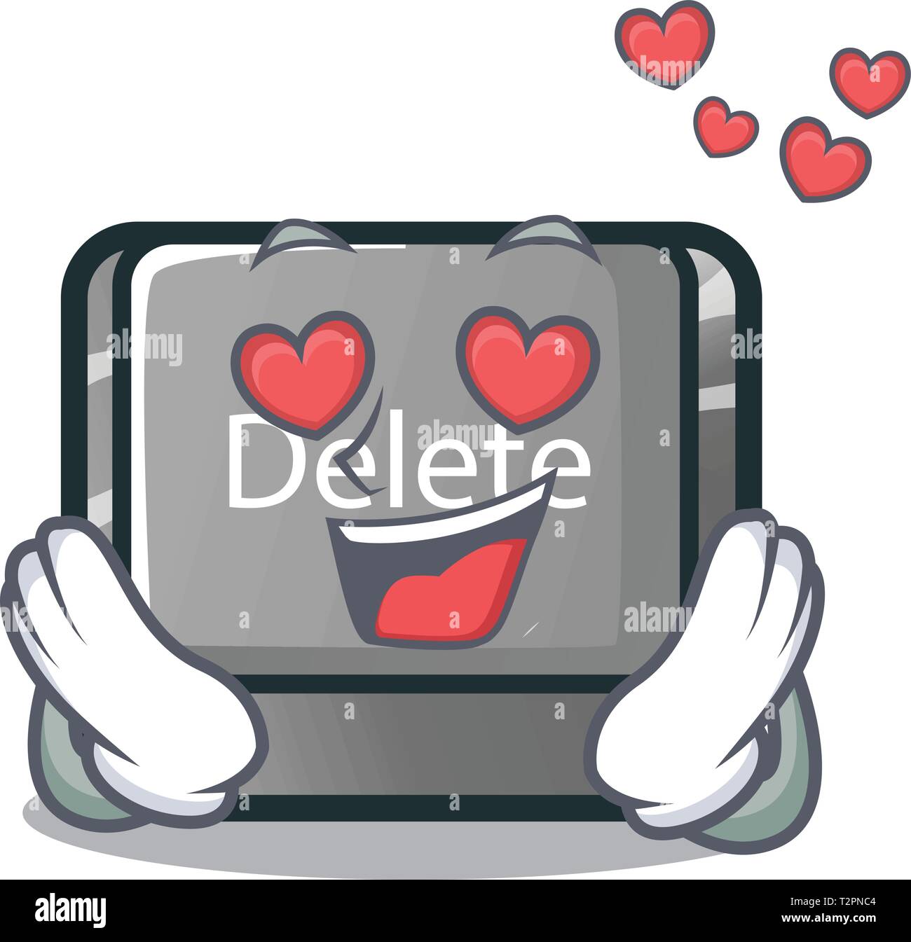 In love delete button in the shape mascot vector illustration Stock ...