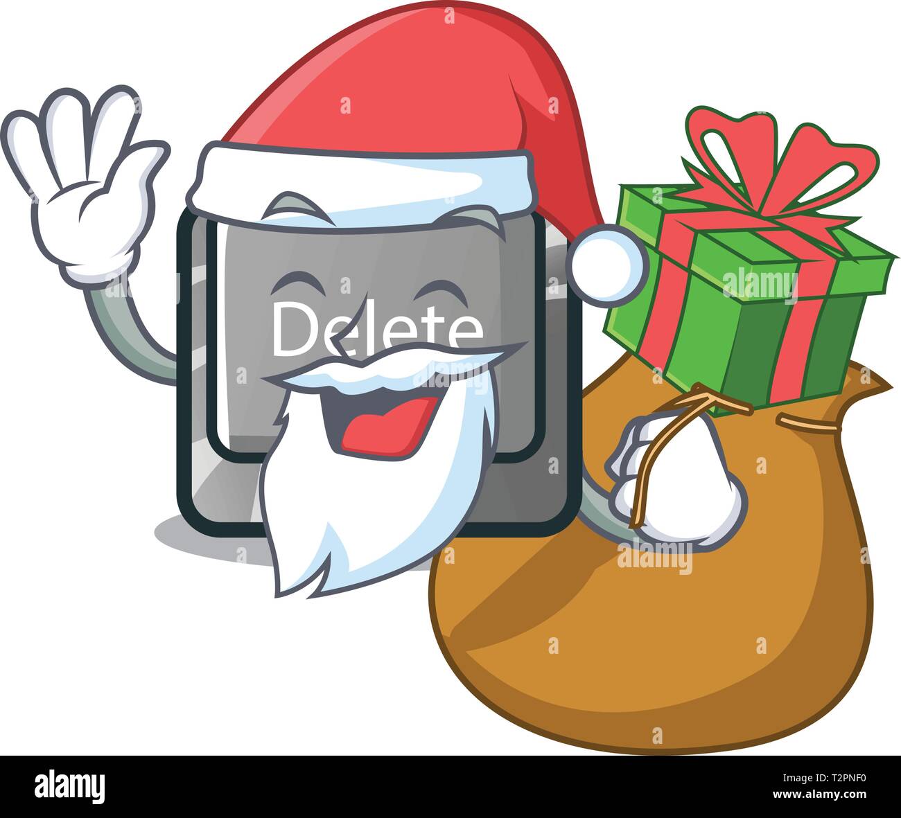 Santa with gift delete button toys in shape cartoon vector illustration ...