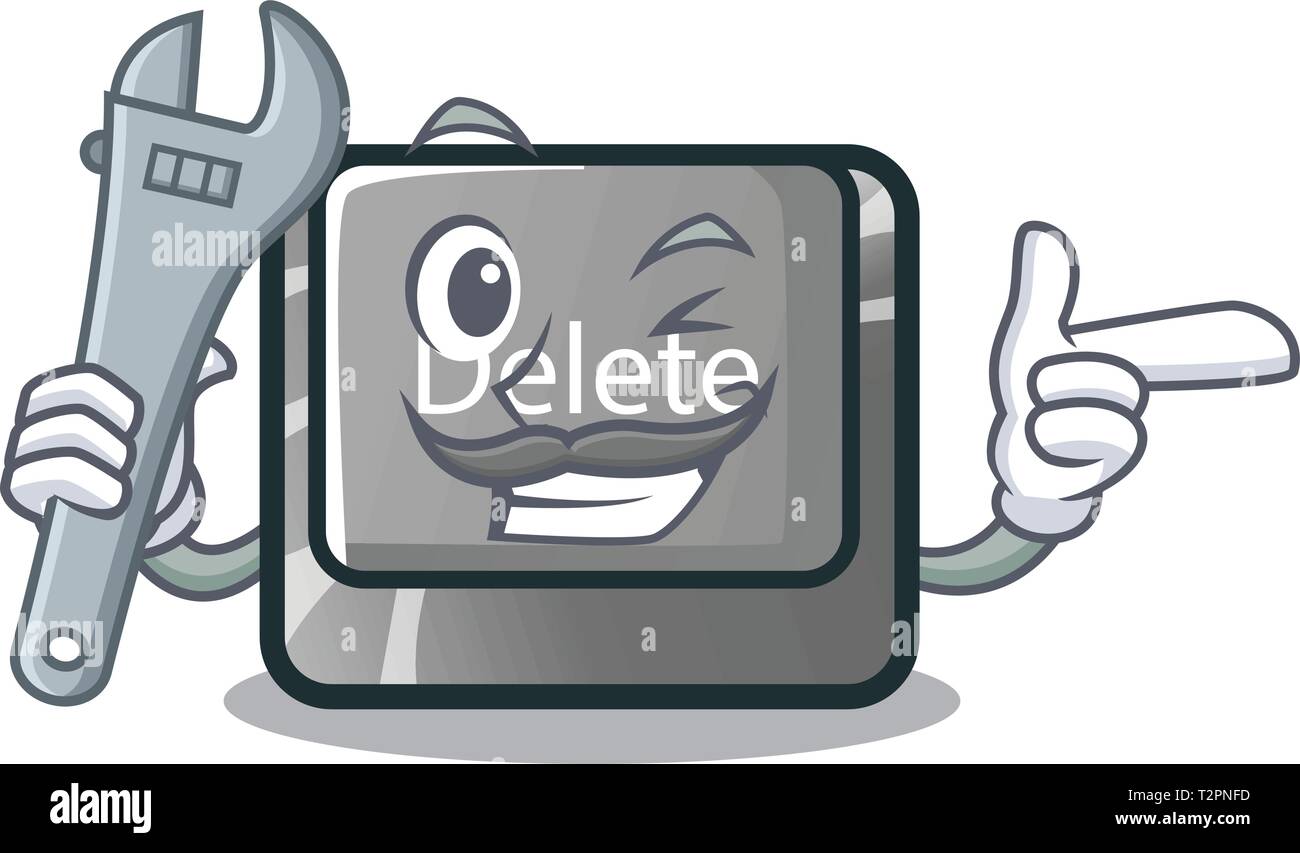 Mechanic delete button toys in shape cartoon vector illustration Stock ...