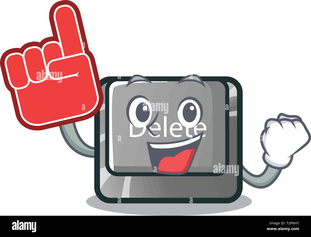 Foam finger delete button toys in shape cartoon vector illustration ...