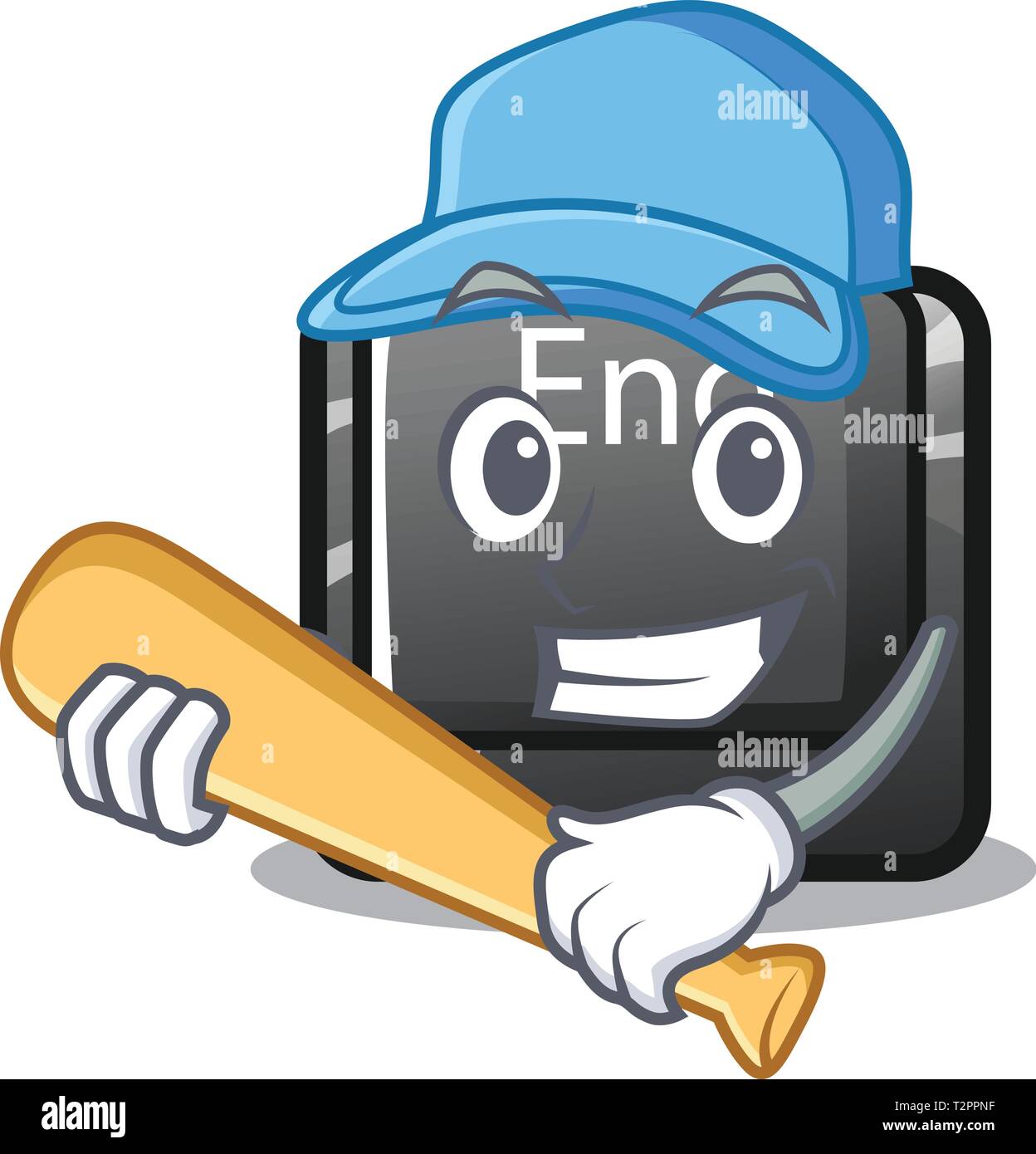 Playing baseball end button toys in shape mascot vector illustration ...