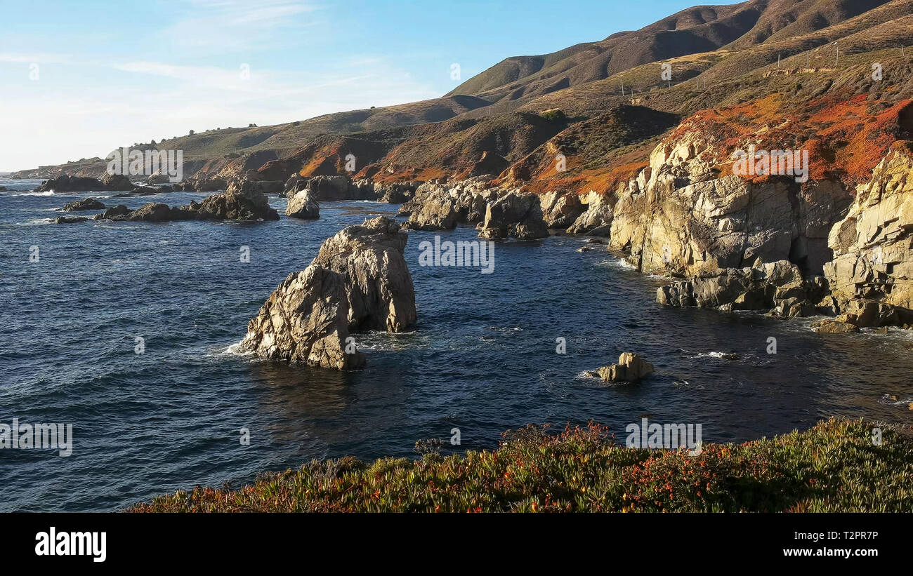 afternoon shot of soberanes point on highway one along the california ...