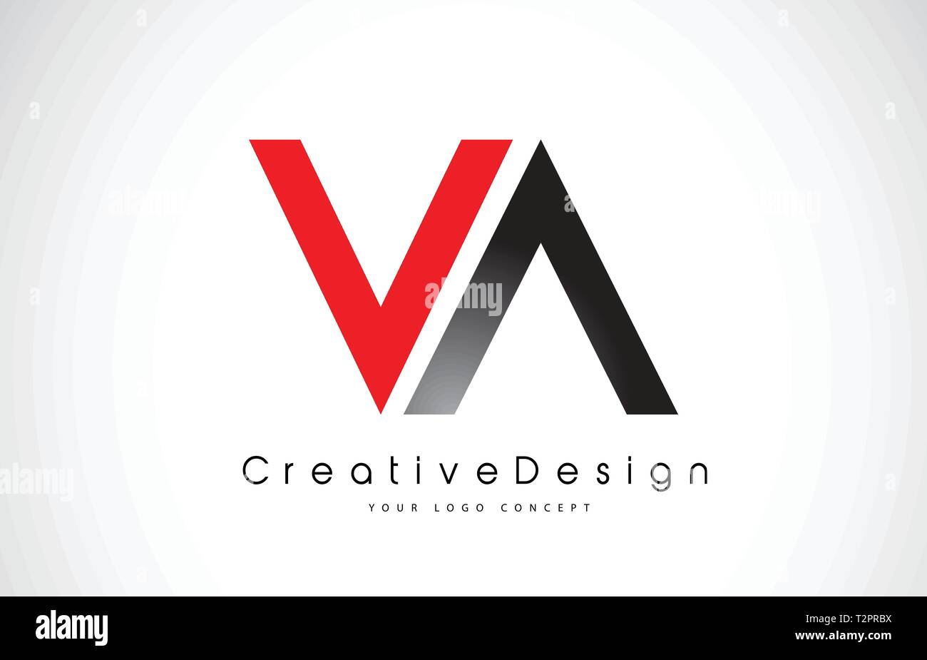 Red and Black VA V A Letter Logo Design in Black Colors. Creative ...