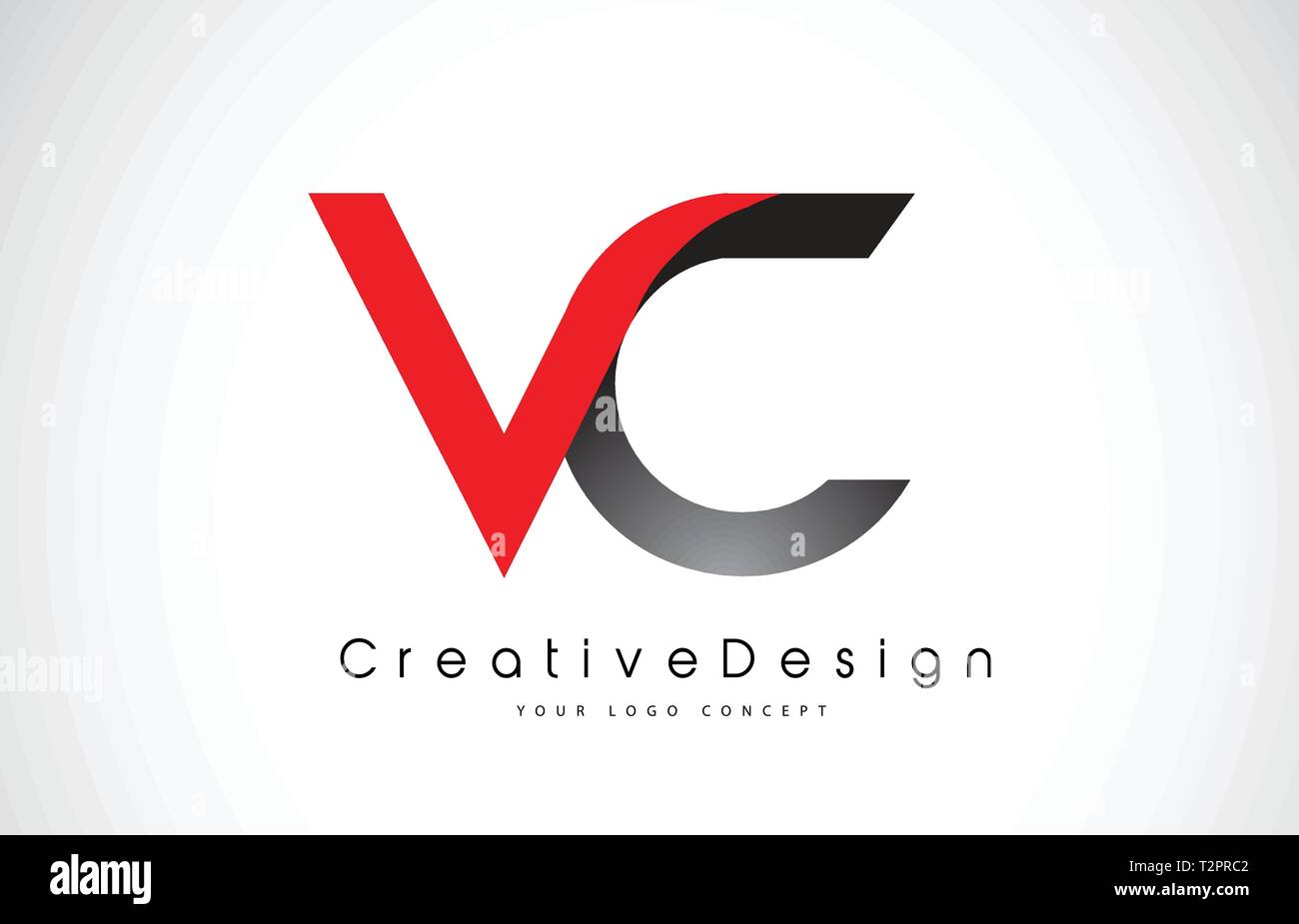 Red and Black VC V C Letter Logo Design in Black Colors. Creative ...