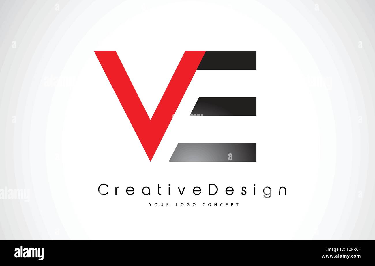 Red and Black VE V E Letter Logo Design in Black Colors. Creative ...