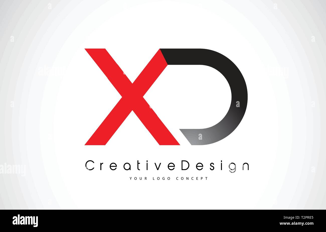 Red and Black XD X D Letter Logo Design in Black Colors. Creative ...