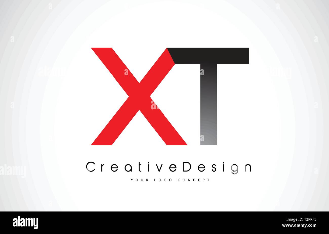 Red and Black XT X T Letter Logo Design in Black Colors. Creative ...
