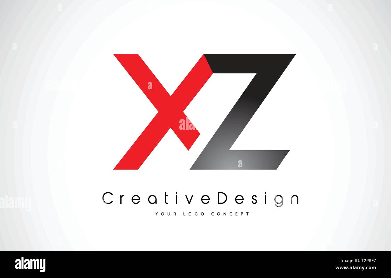 Red and Black XZ X Z Letter Logo Design in Black Colors. Creative ...